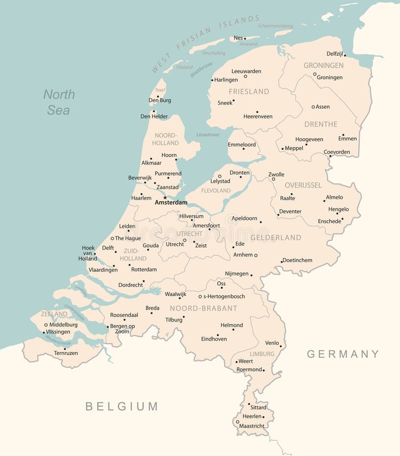 Netherlands - Detailed Map with Administrative Divisions Country Stock ...