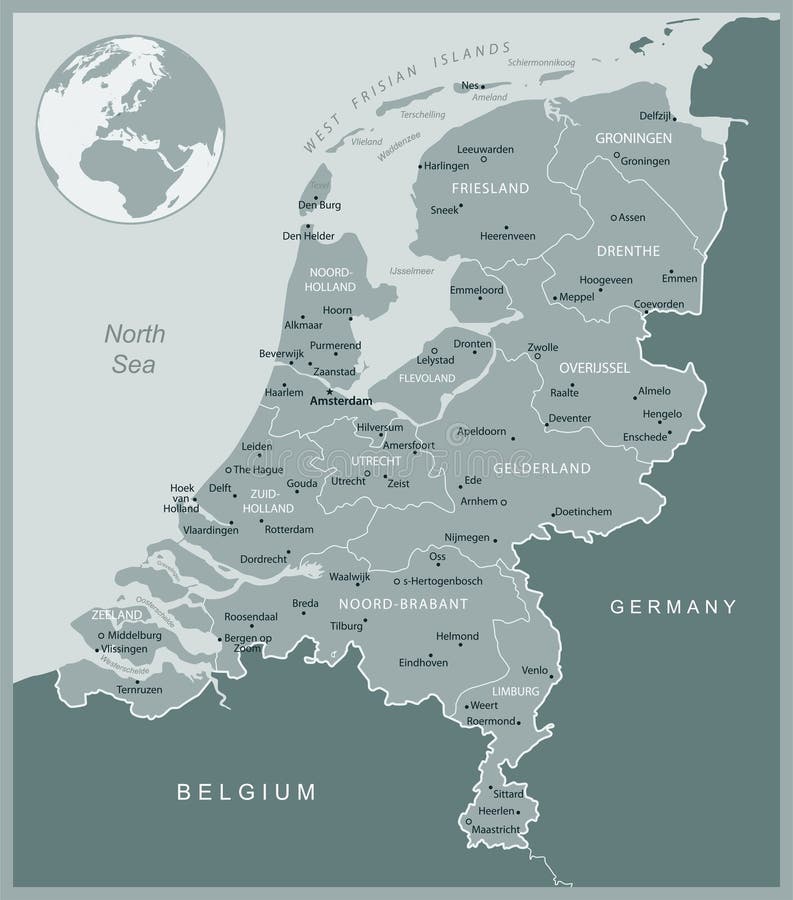 Netherlands - Detailed Map with Administrative Divisions Country ...