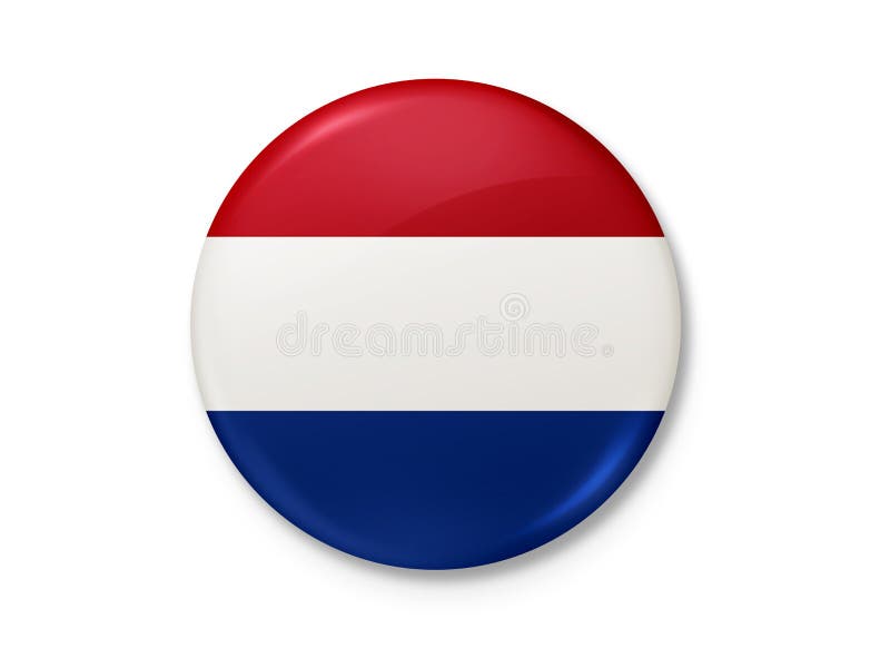 Netherlands Flag on Circle Button. Stock Illustration - Illustration of ...