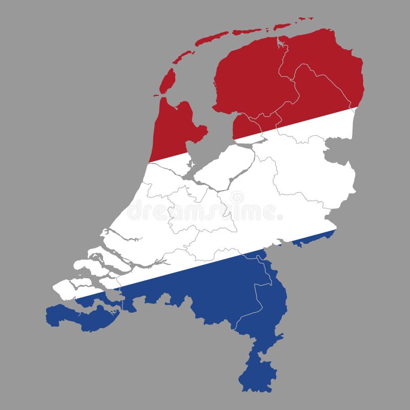Netherlands Flag Colors on a Map with Territorial Borders. Editable and ...