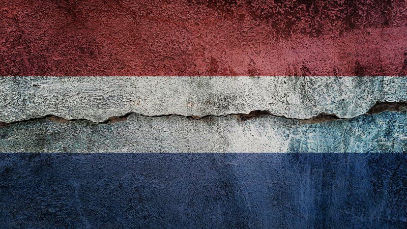 Netherlands Flag on Cracked Wall. Earthquake or Drought Concept Stock ...
