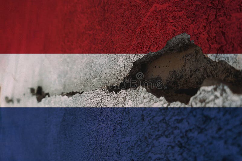 Netherlands Flag on Cracked Wall. Earthquake or Drought Concept Stock ...