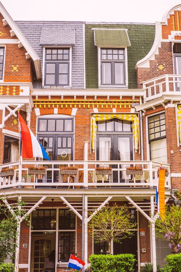 The Netherlands Flag and Decorations on King`s Day Editorial ...