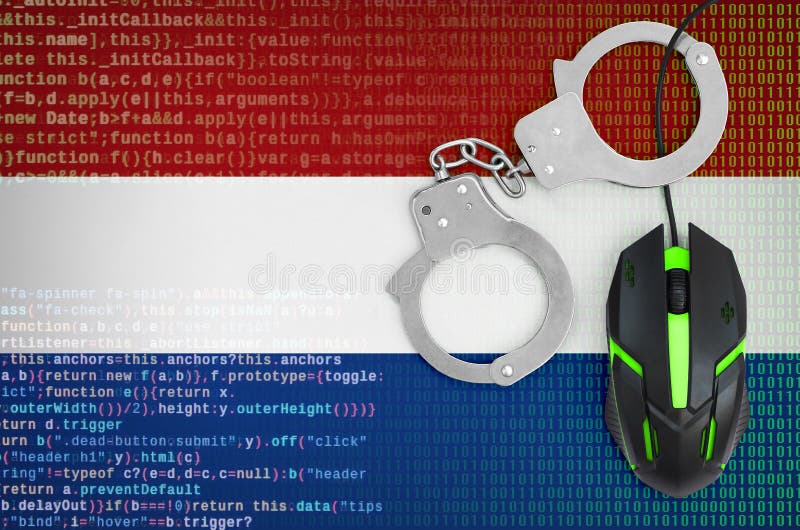 Netherlands Flag and Handcuffed Computer Mouse. Combating Computer ...