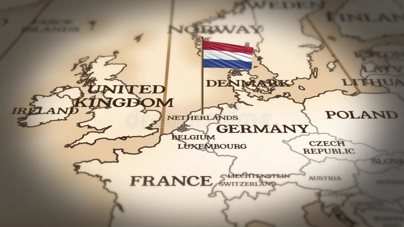 Netherlands Flag Showing on World Map with 3D Rendering Stock Video ...
