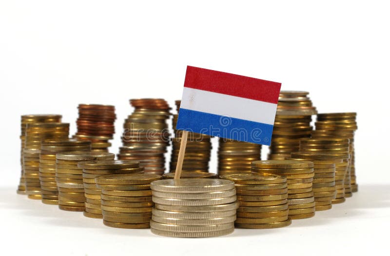 Netherlands Flag with Stack of Money Coins Stock Photo - Image of coins ...