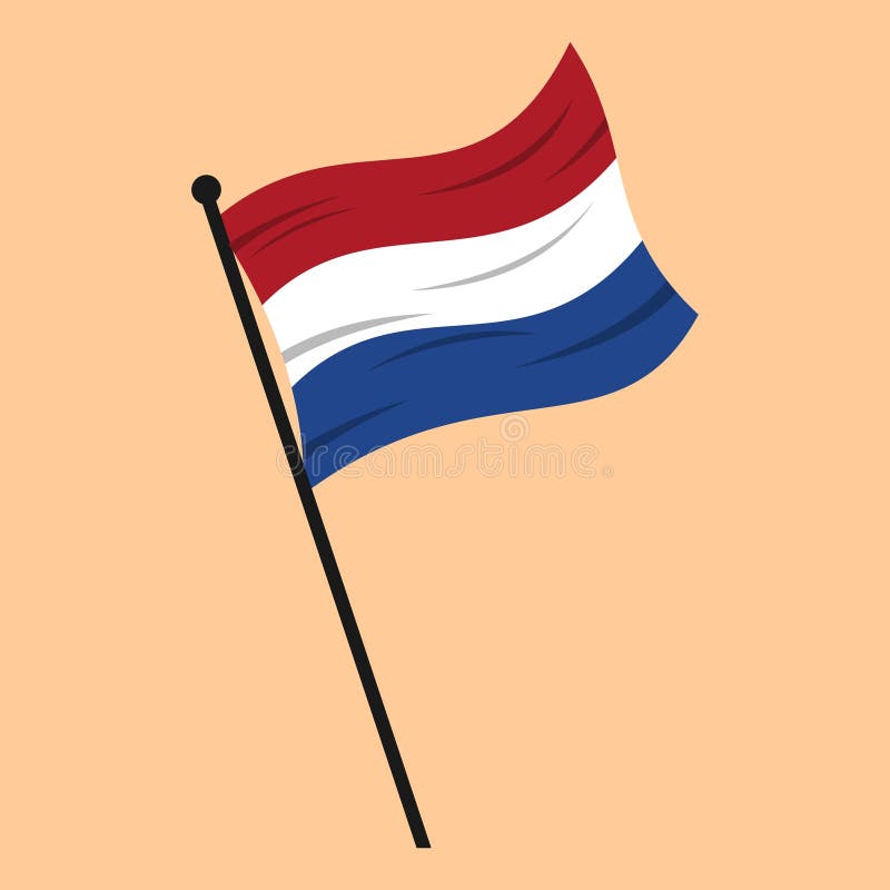 Netherlands Flag Waving on Flagpole in High-Resolution, Isolated on ...