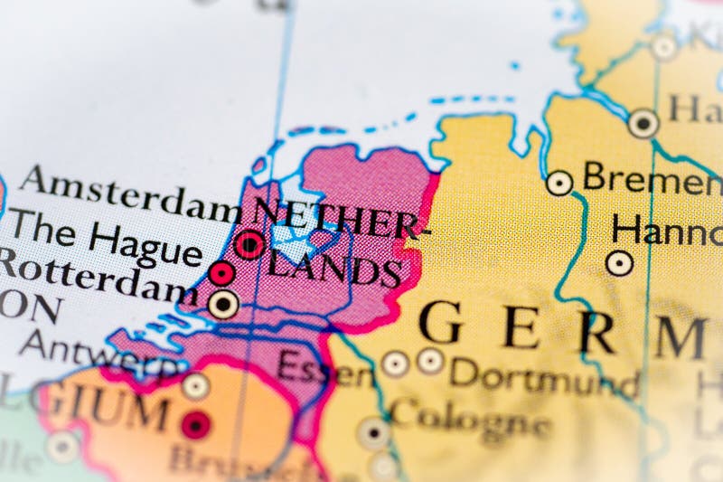 Netherlands Highlighted on a World Map Stock Photo - Image of cities ...