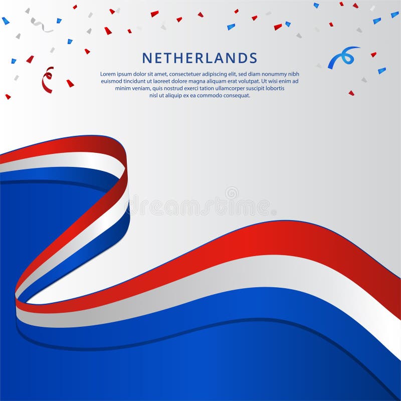 Netherlands Independence Day Design with Wavy Flag in White Gradient ...