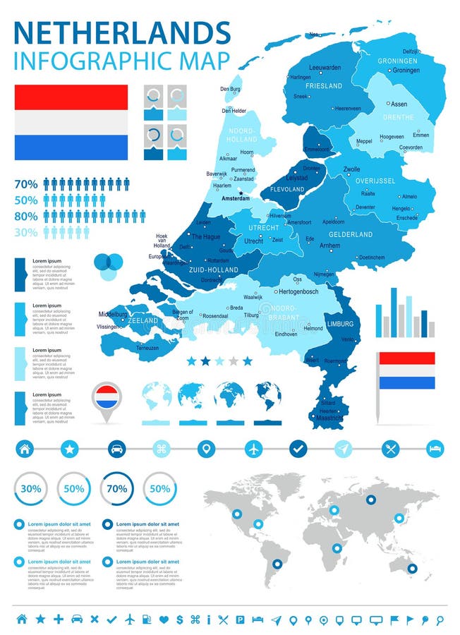 Netherlands - Infographic Map and Flag - Illustration Stock ...
