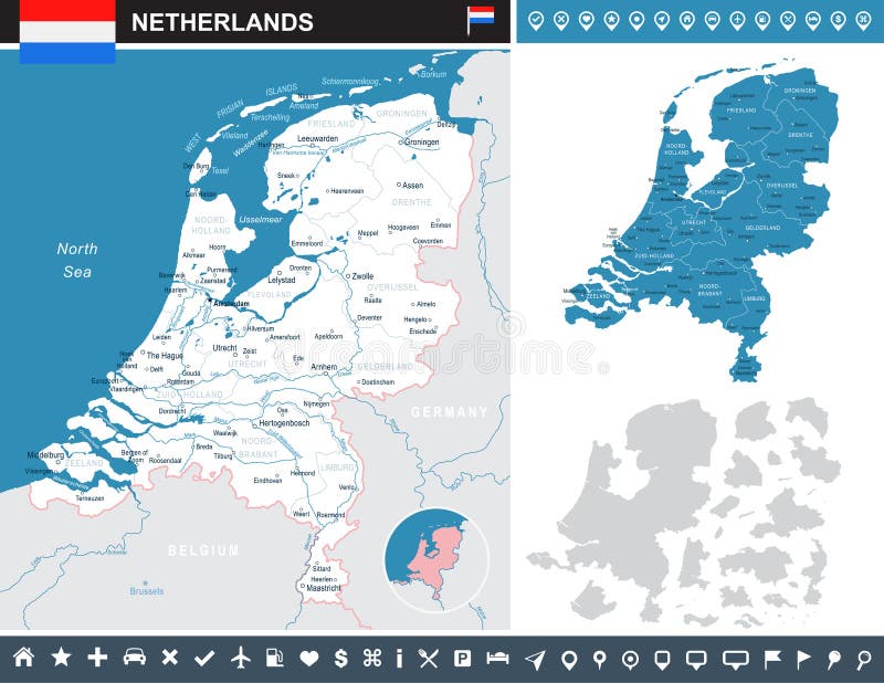 Netherlands - Infographic Map and Flag Illustration Stock Illustration ...