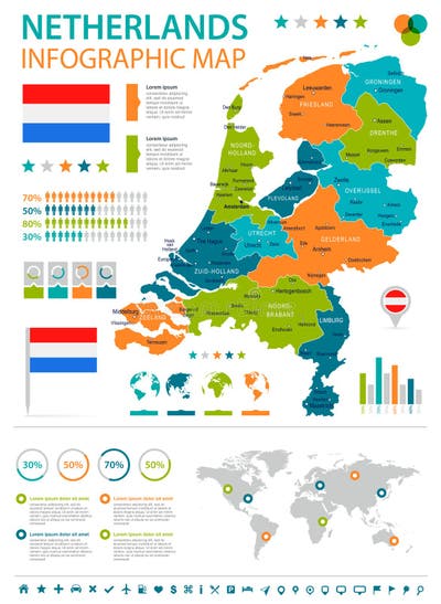 Netherlands - Infographic Map and Flag - Illustration Stock ...