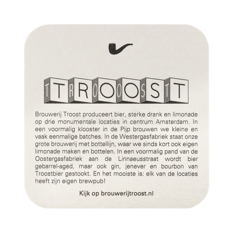 Troost Beermat. Isolated on White Background Editorial Photography ...