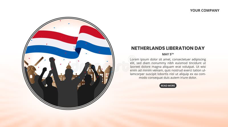 Netherlands Liberation Day with Silhouette People and Flag Stock Vector ...