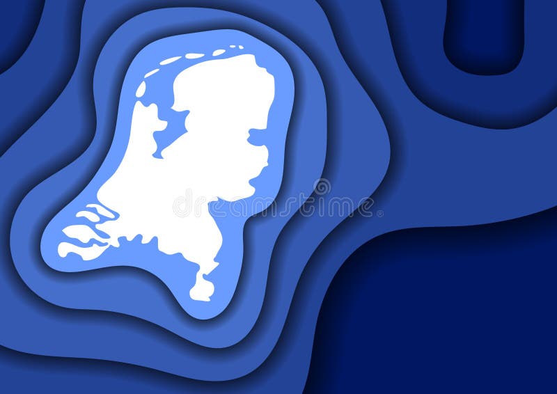 Netherlands Map Abstract Schematic from Blue Layers Paper Cut 3D Waves ...