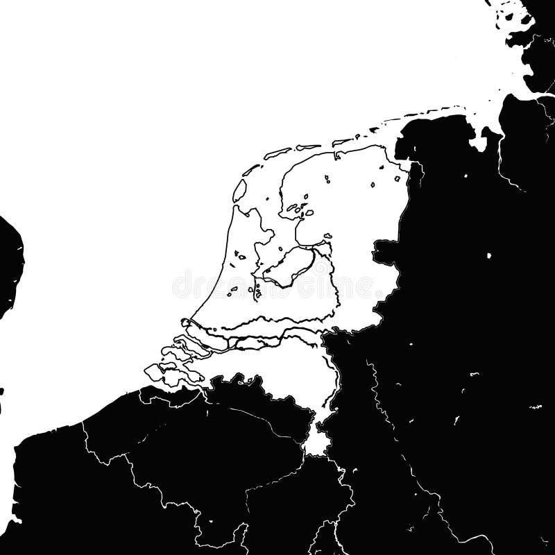 Netherlands Map. Black and White Illustration Stock Vector ...