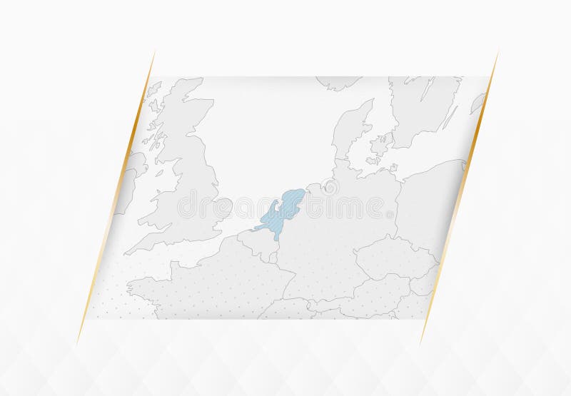 Netherlands Map in Blue with Gold Framed Accents. Modern Vector Map of ...