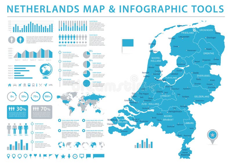 Netherlands Map - Info Graphic Vector Illustration Stock Illustration ...