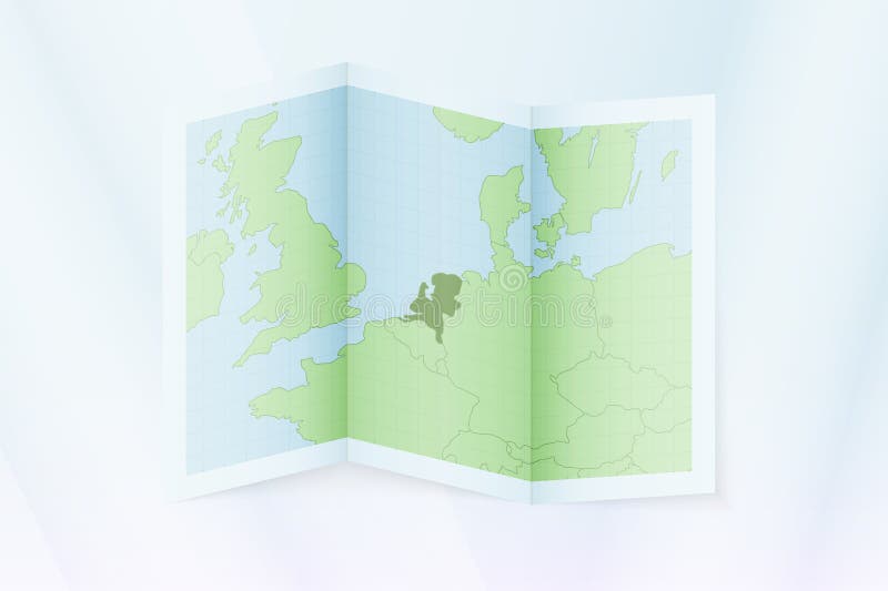 Netherlands Map, Folded Paper with Netherlands Map Stock Vector ...