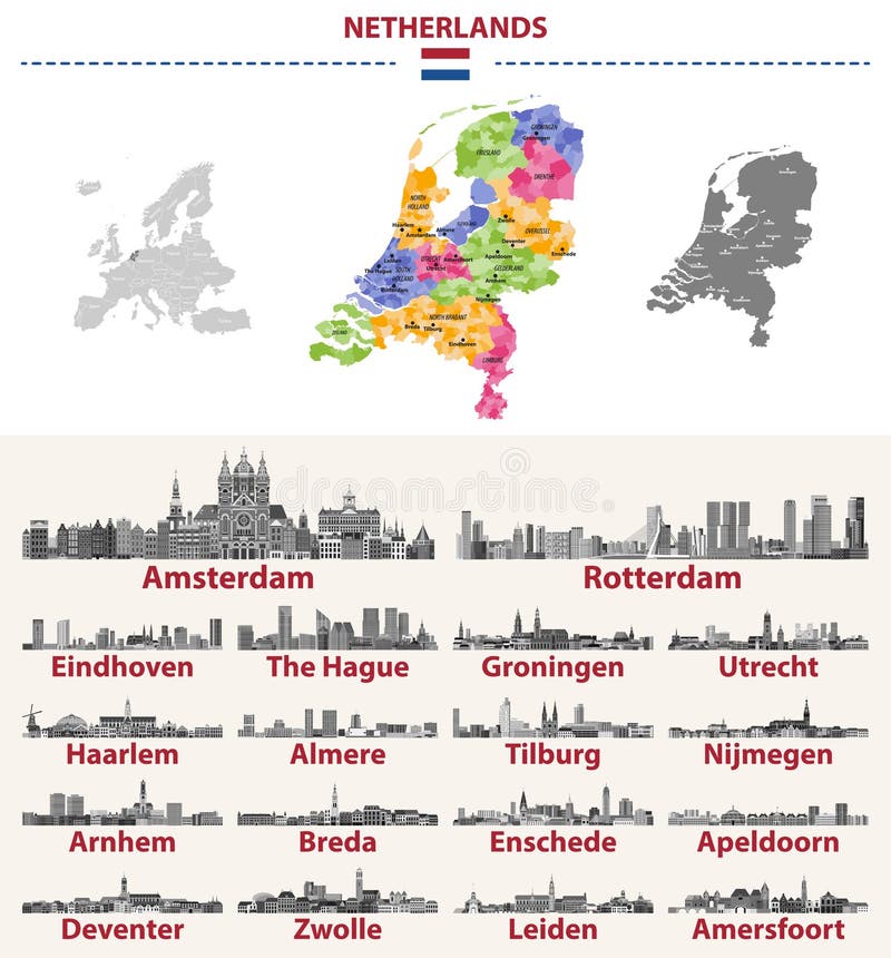 Netherlands Map with Main Cities on it. Dutch Cities Skylines ...