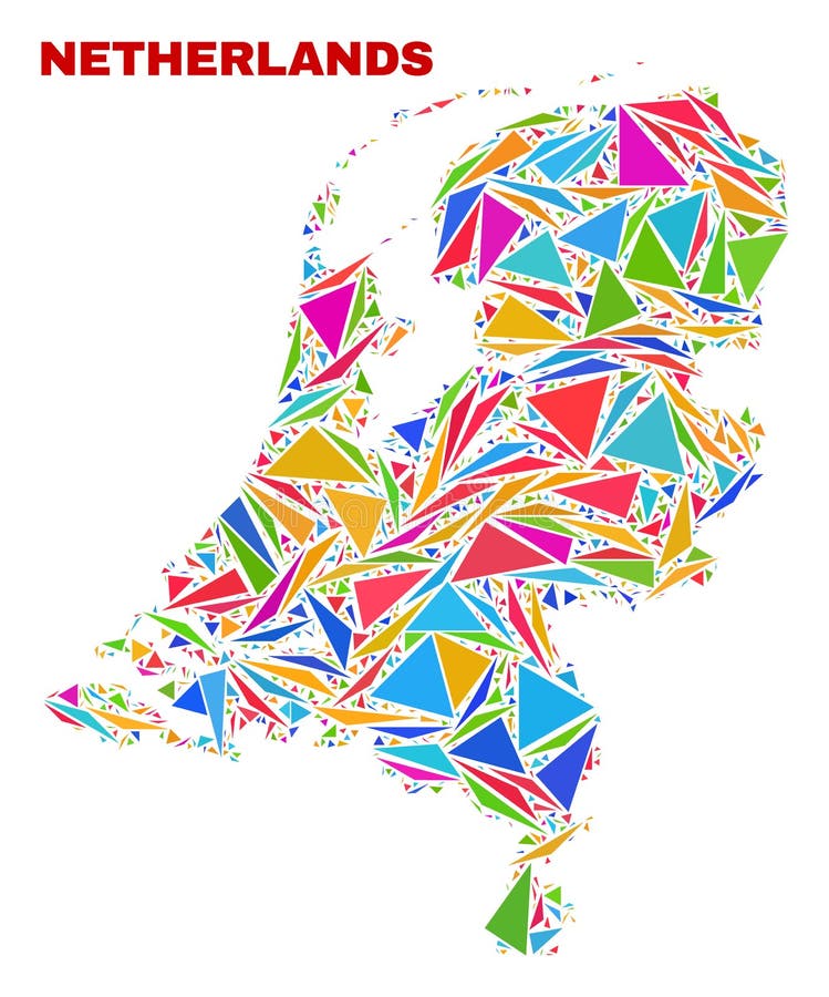 Netherlands Map - Mosaic of Color Triangles Stock Vector - Illustration ...