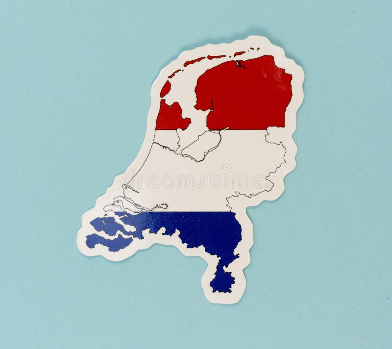 Netherlands Map with National Flag Colors on Light Blue Background ...