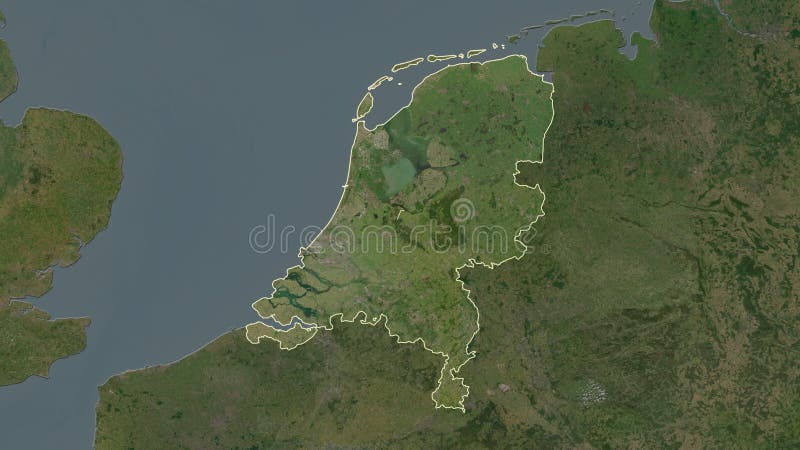 Netherlands Map - Solid. Regions. Satellite. Labels Stock Video - Video ...