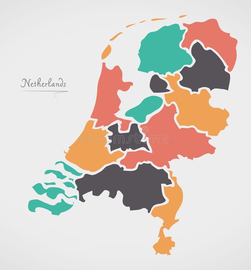 Netherlands Map With Administrative Divisions. Stock Vector ...