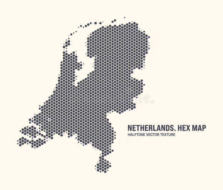 Netherlands Map Vector Hexagonal Half Tone Pattern Isolated on Light ...