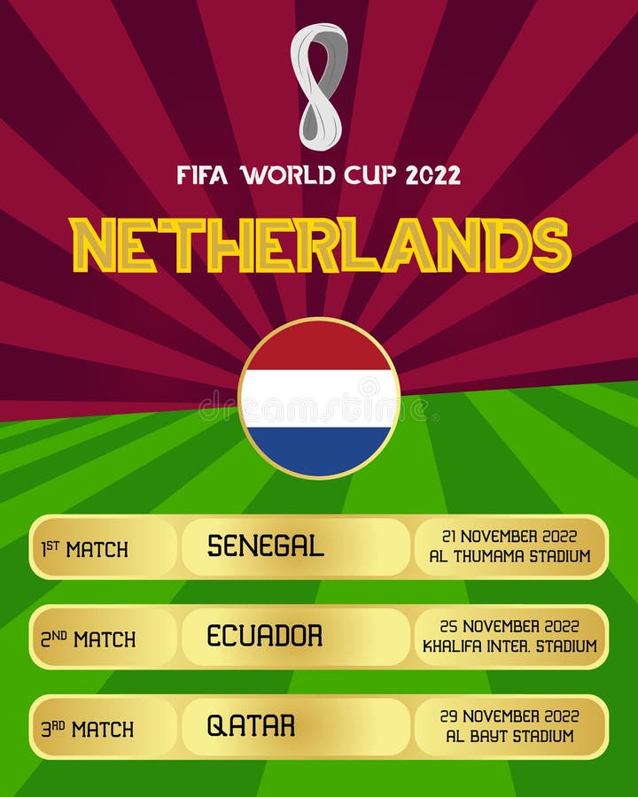 Netherlands Match Schedule 2022 .. Stock Vector - Illustration of ...