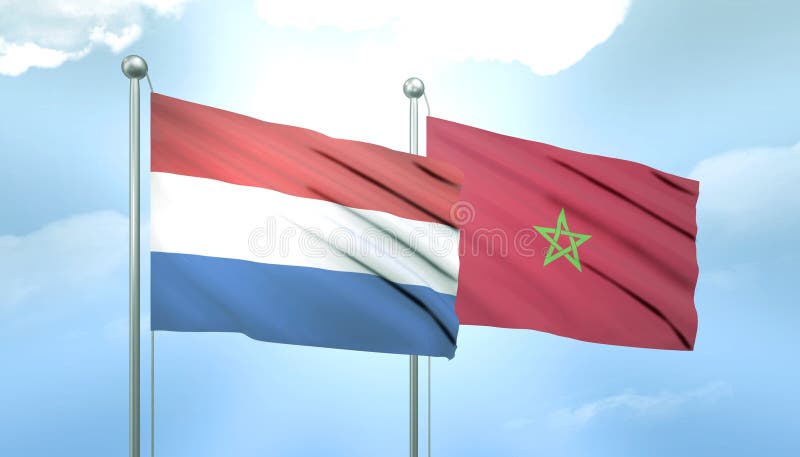 Netherlands and Morocco Flag Together a Concept of Relations Stock ...