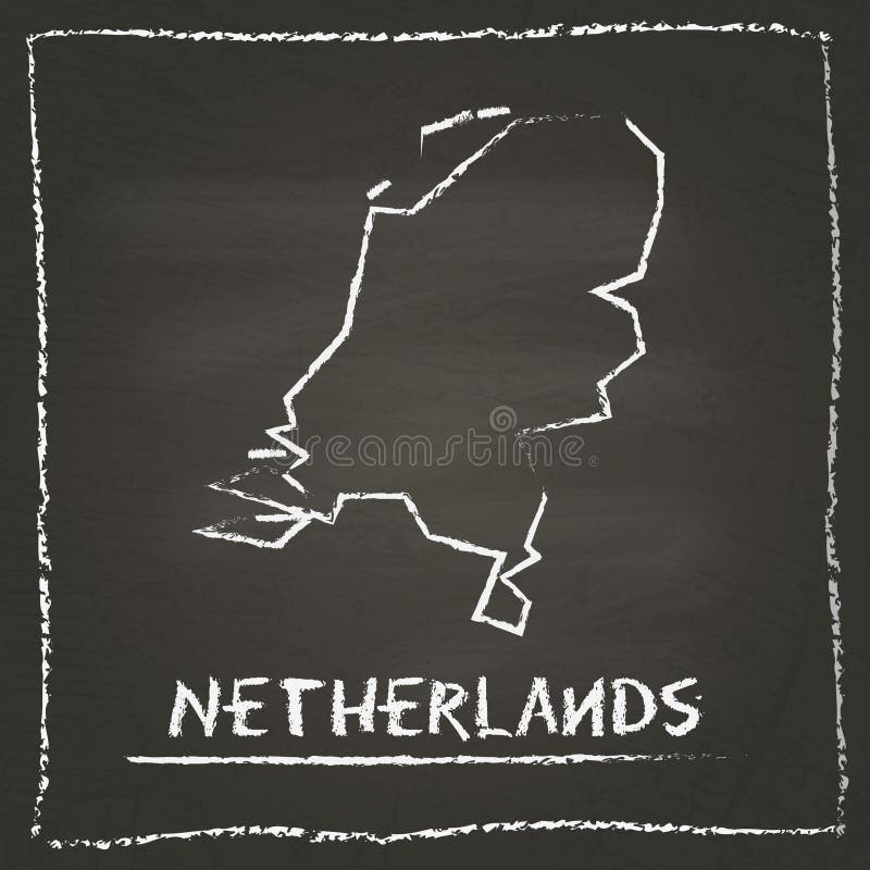 Netherlands Outline Vector Map Hand Drawn with. Stock Vector ...