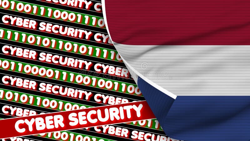 Netherlands Realistic Flag with Cyber Security Titles Fabric Texture 3D ...