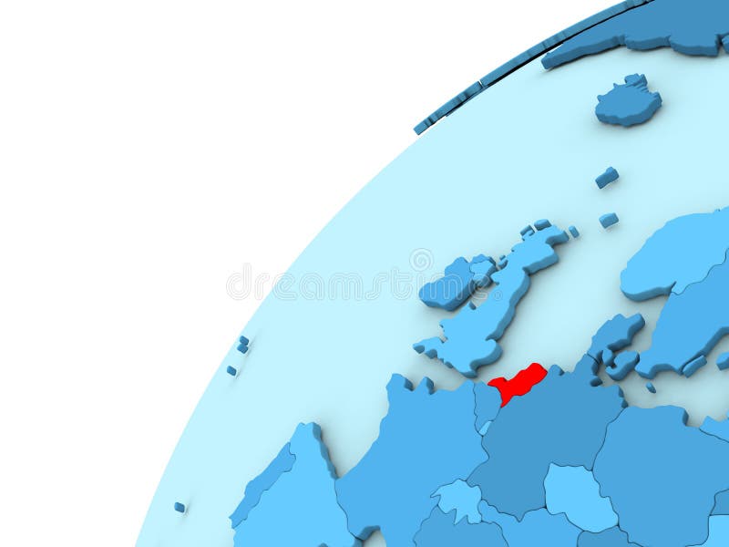 Netherlands in Red on Blue Globe Stock Illustration - Illustration of ...