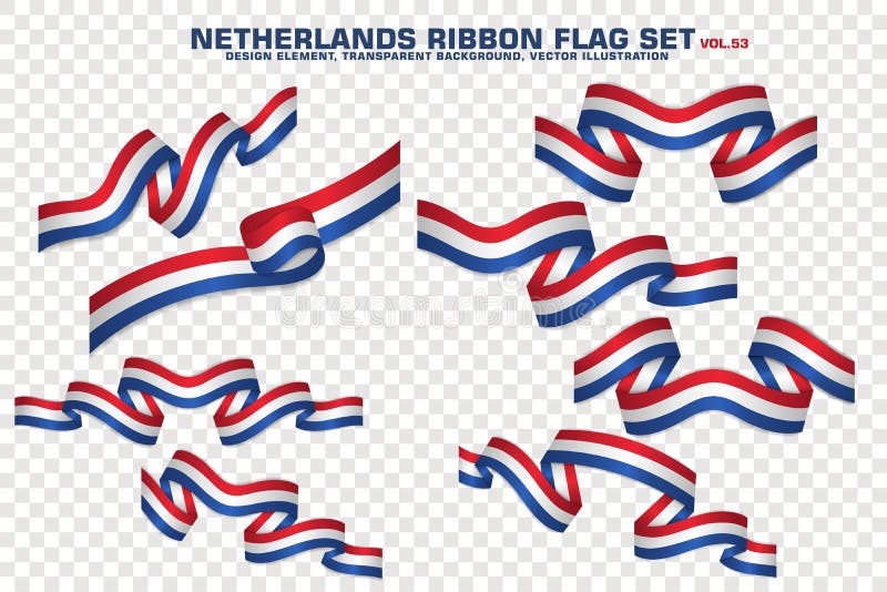 Netherlands Ribbon Flags Set, Element Design, 3D Style. Vector ...
