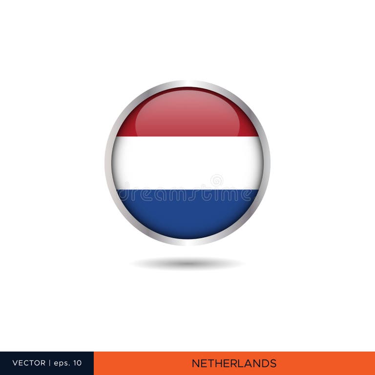 Netherlands Round Flag Vector Design. Stock Vector - Illustration of ...