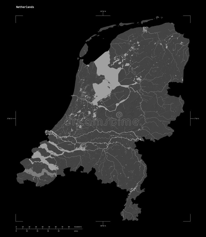 Netherlands Shape on Black. Bilevel Stock Illustration - Illustration ...