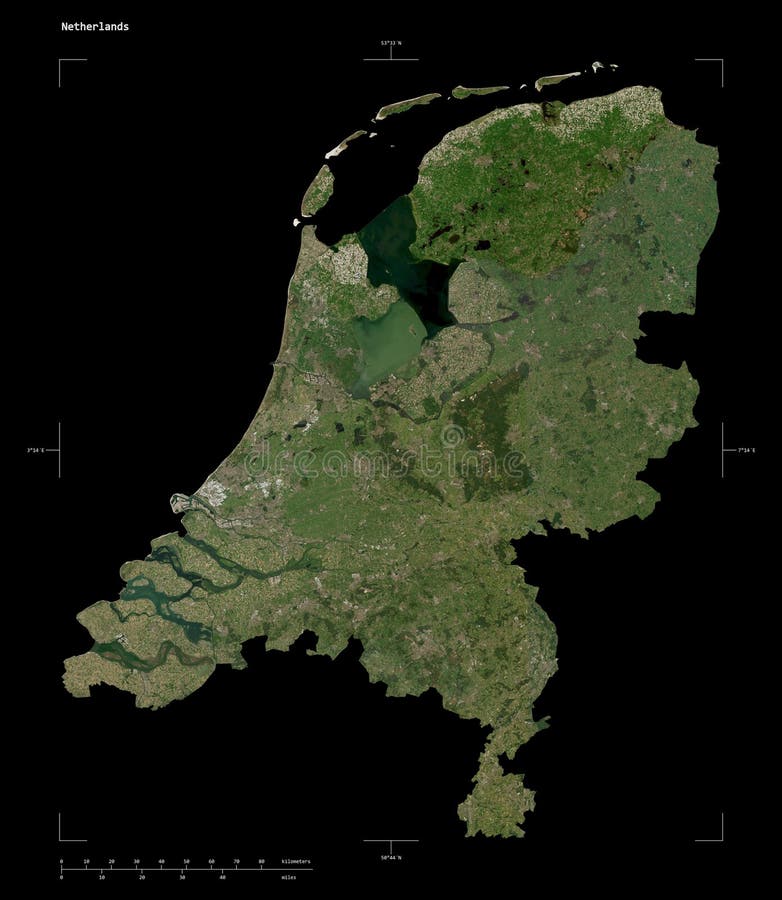 Netherlands Shape on Black. Low-res Satellite Stock Illustration ...
