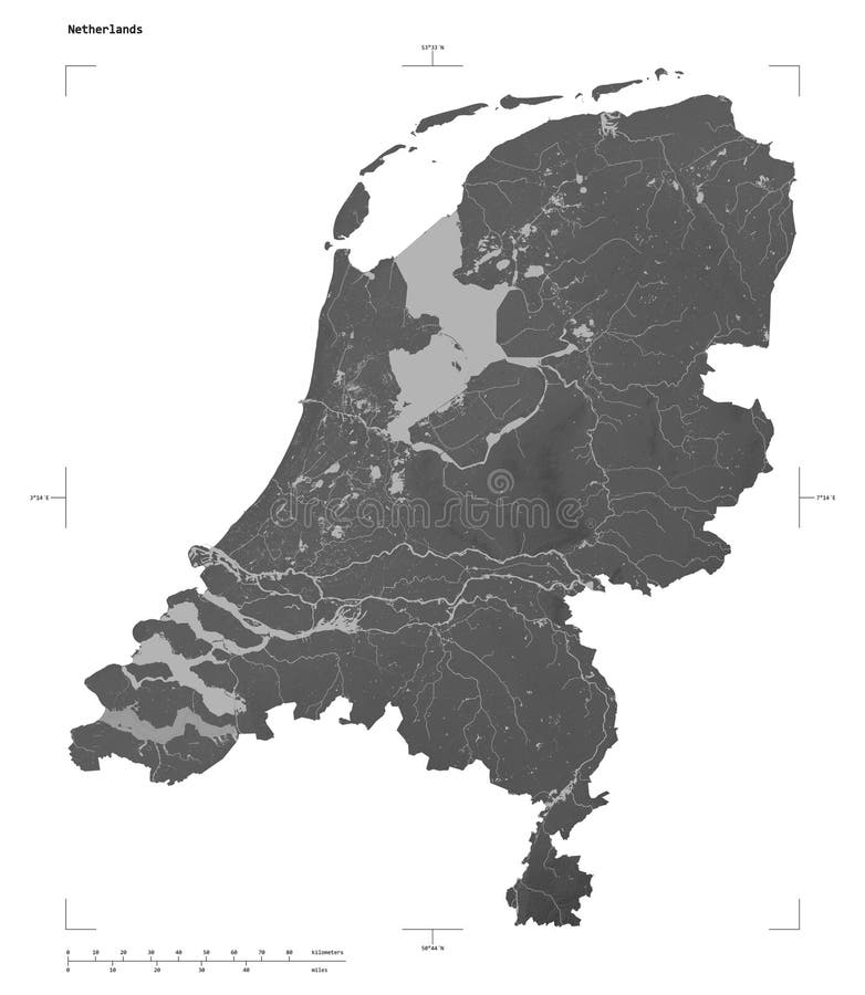 Netherlands Shape on White. Grayscale Stock Illustration - Illustration ...