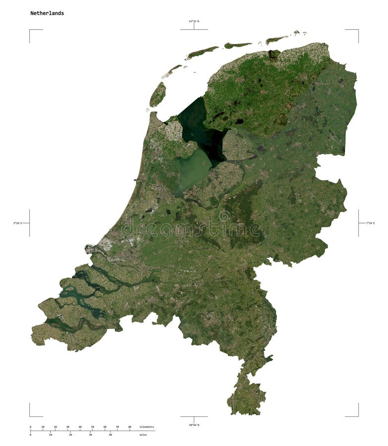Netherlands Shape on White. Low-res Satellite Stock Illustration ...