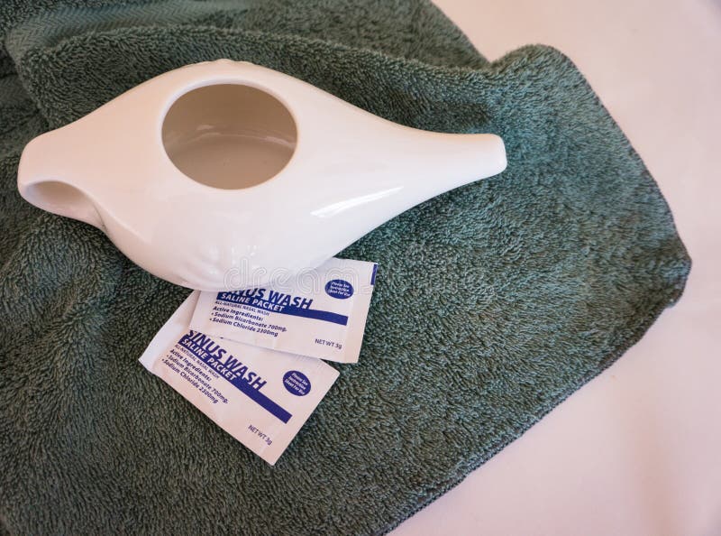 Neti Pot To Relieve Sinus Congestion Stock Photo - Image of nasal ...