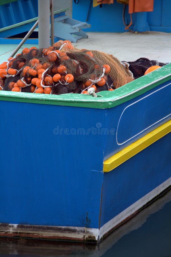 Nets on a fishing boat stock image. Image of equipment - 16874187
