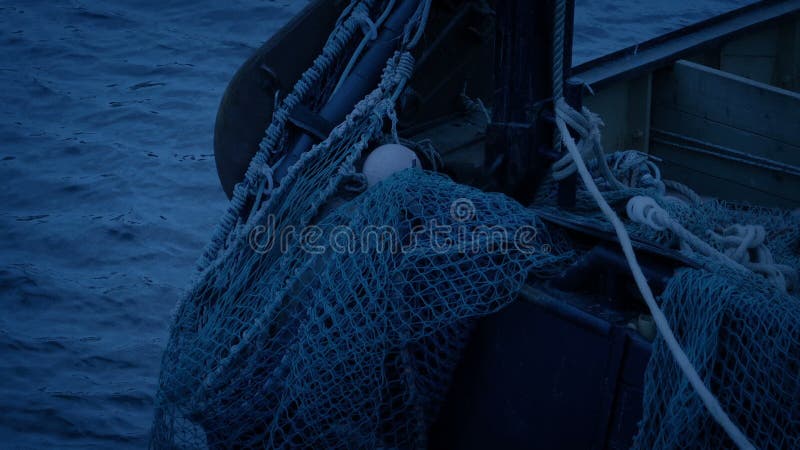 Nets on Fishing Boat in the Evening Stock Video - Video of weathered ...