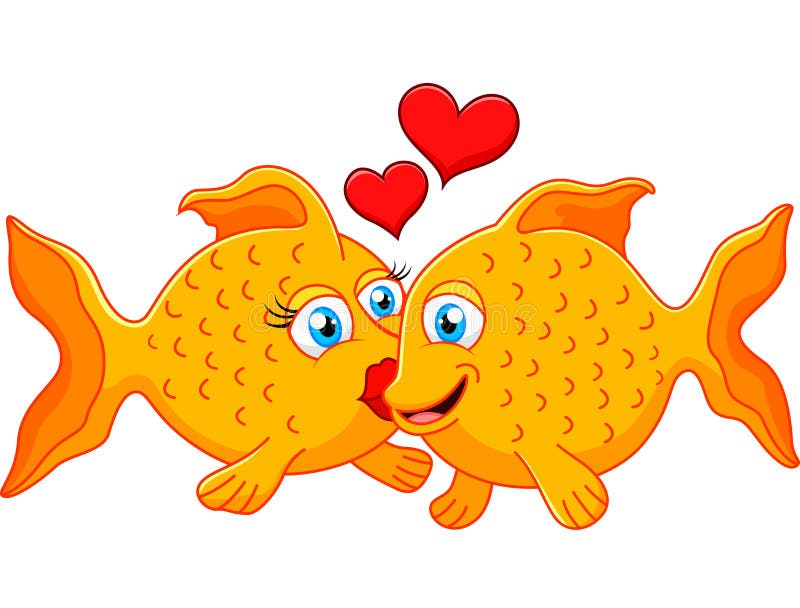 Nette Fischpaare in Der Liebe Mit Herzen Vektor Abbildung ...