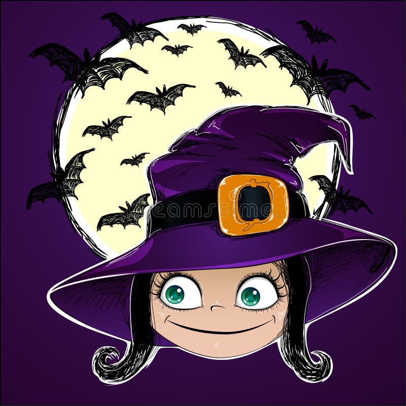 Nette Kleine Hexe Helloween Karte Vektor Abbildung - Illustration von ...