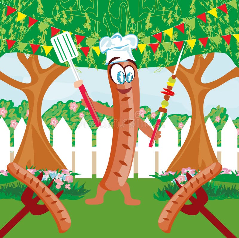 Nette Wurst - Lustige Einladung Vektor Abbildung - Illustration von ...