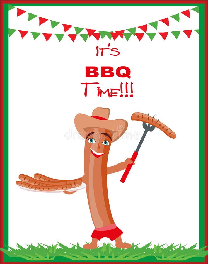 Nette Wurst - Lustige Einladung Vektor Abbildung - Illustration von ...