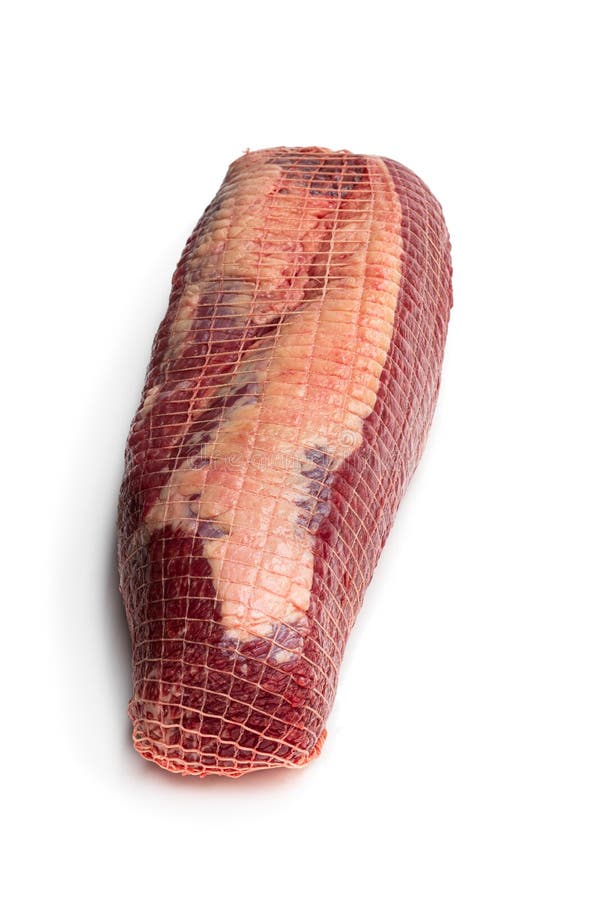 Netted Pack Of Raw Beef Meat Package Isolated On White Background Stock ...