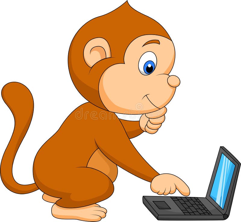 Affe und Computer vektor abbildung. Illustration von schauen - 36068154