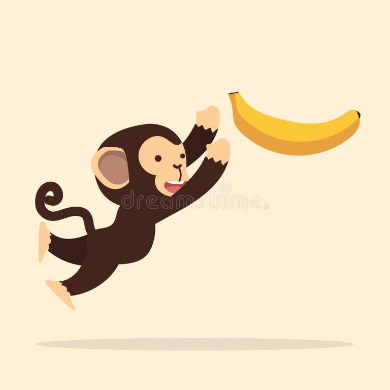 Netter Affe Springen Mit Banane Vektor Abbildung - Illustration von ...